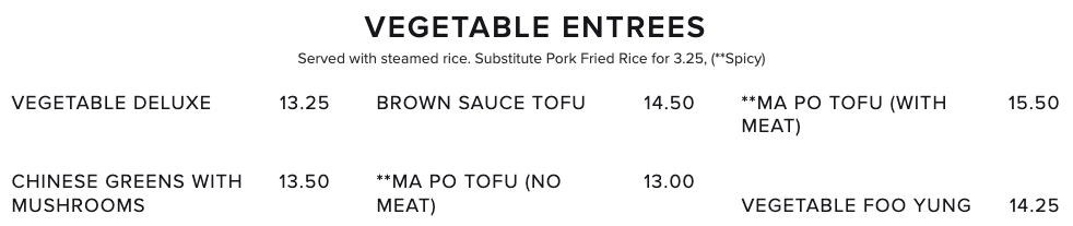 DINNER MENU – Dancing Dragon Restaurant